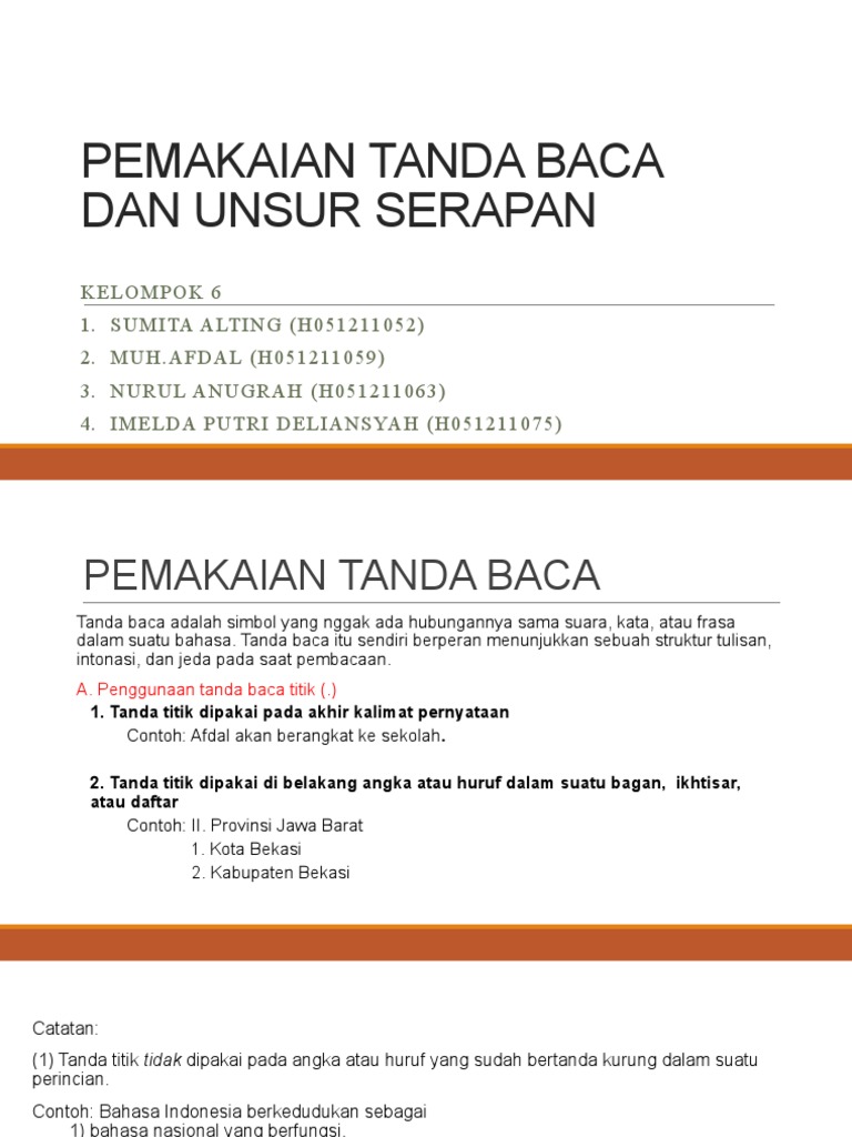 Pemakaian Tanda Baca Dan Unsur Serapan | PDF