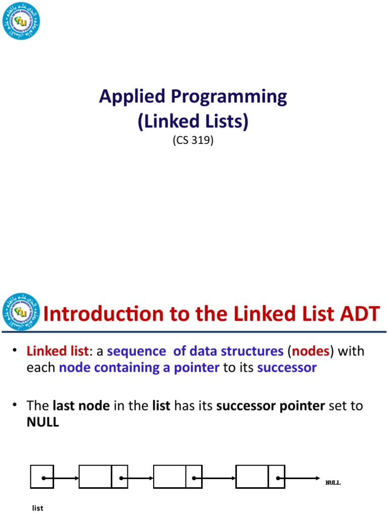 CS 319 - 7 Linked Lists | PDF | Pointer (Computer Programming) | Computer Science