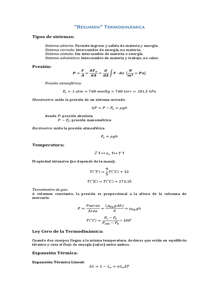 Resumen (Hasta Una Parte de La I2) | PDF | Gases | Calor