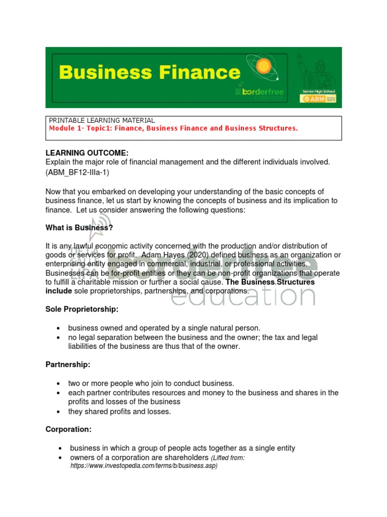 Module 1 - Accounting | PDF | Business | Corporations