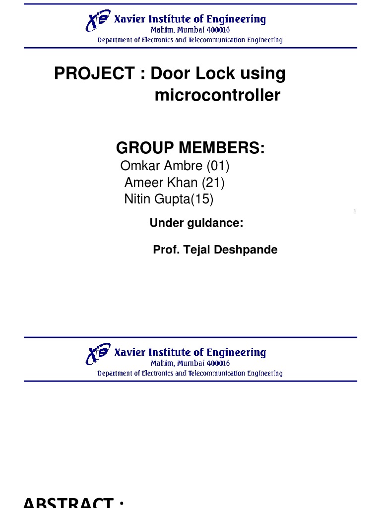 PROJECT: Door Lock Using Microcontroller: Group Members | PDF ...