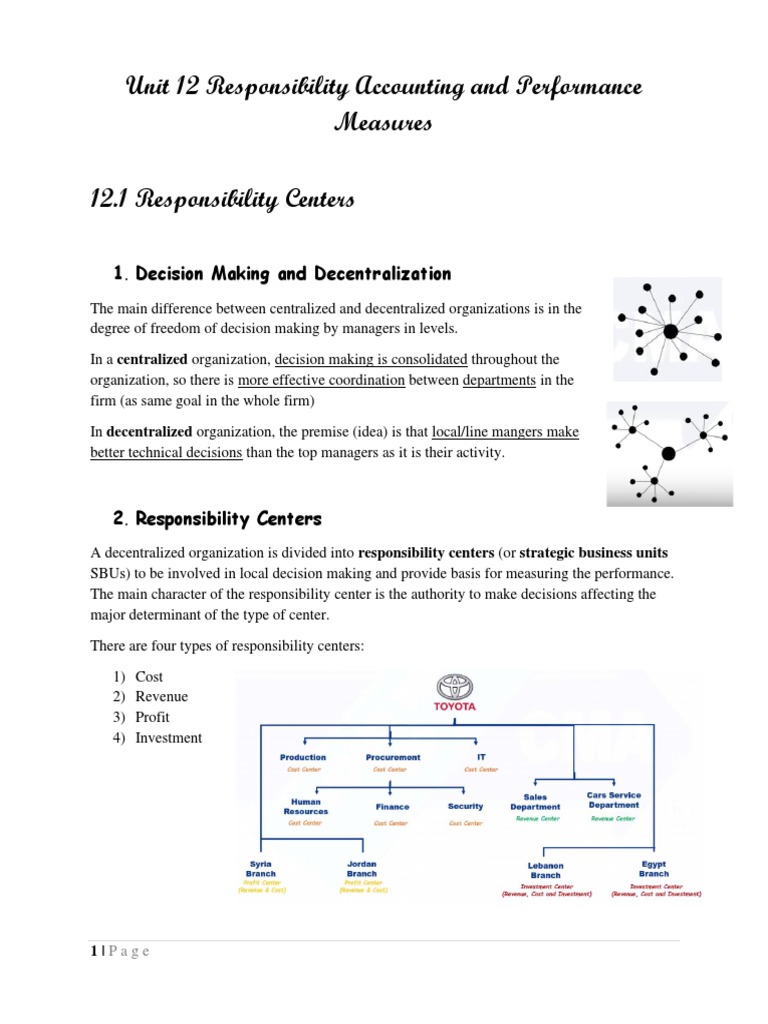 Unit 12 Responsibility Accounting and Performance Measures | PDF ...