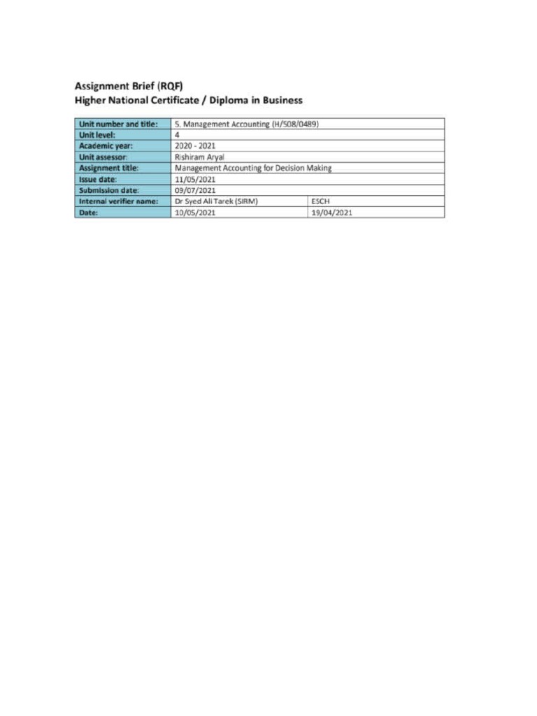 ADINA Unit 5-Management Accounting For Decision Making | PDF ...