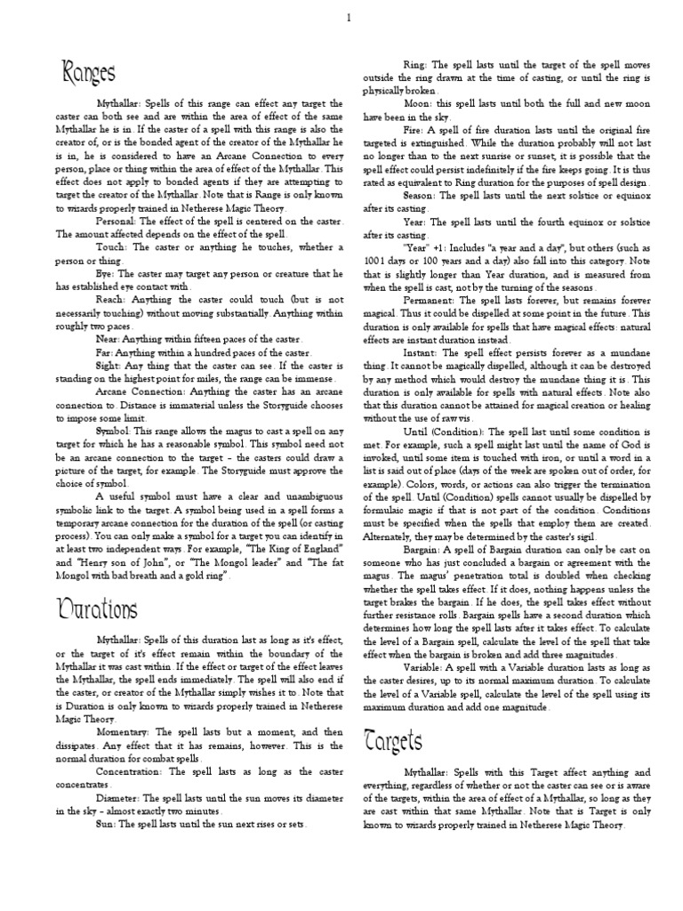 Ars Magic A Spell Guidelines | PDF | Fires | Senses