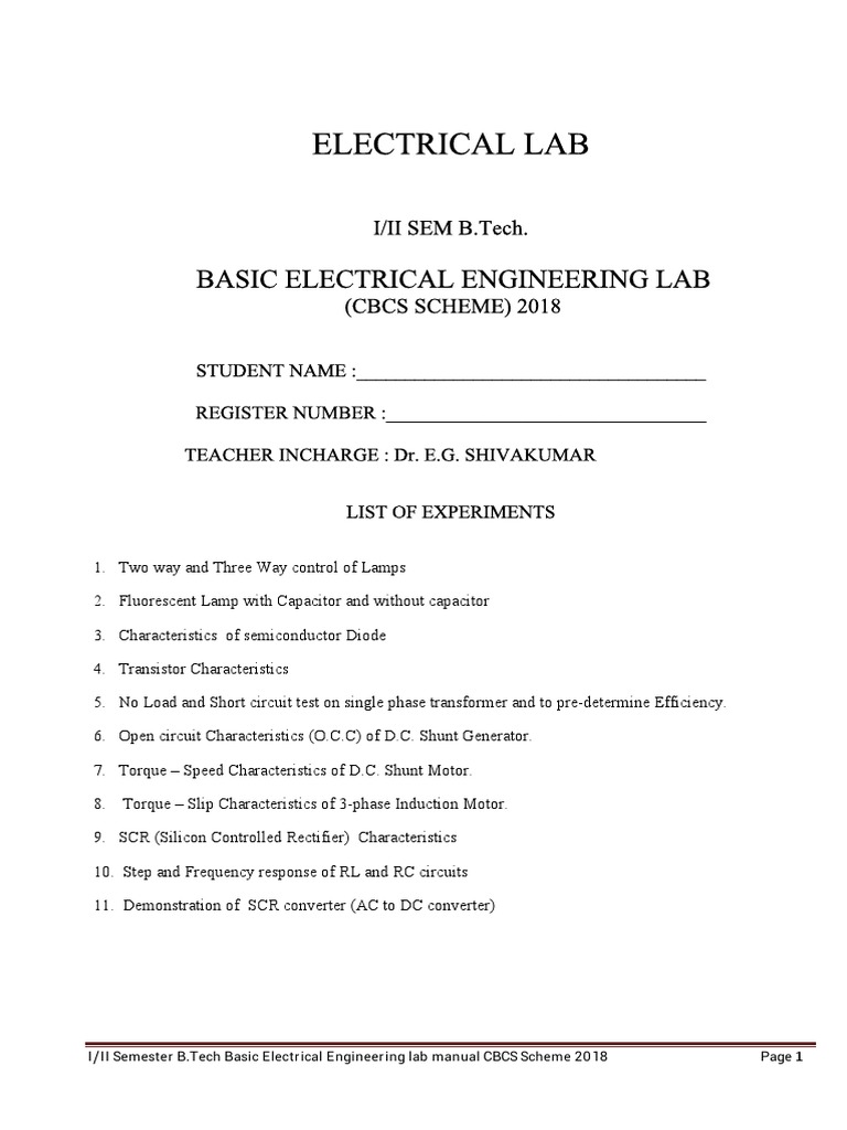 CBCS - ISEM - Electrical - Lab | PDF