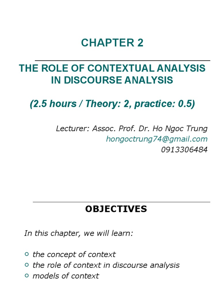 The Role of Contextual Analysis in Discourse Analysis: (2.5 Hours ...