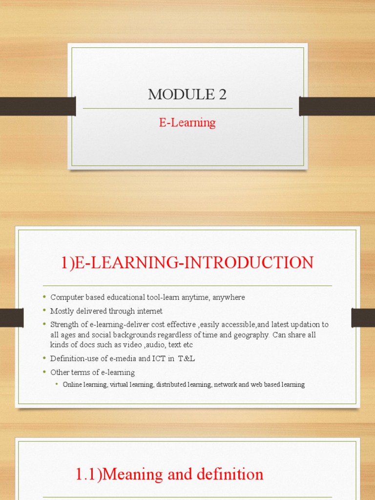 MODULE 2 e Learning | PDF | Educational Technology | Digital Library