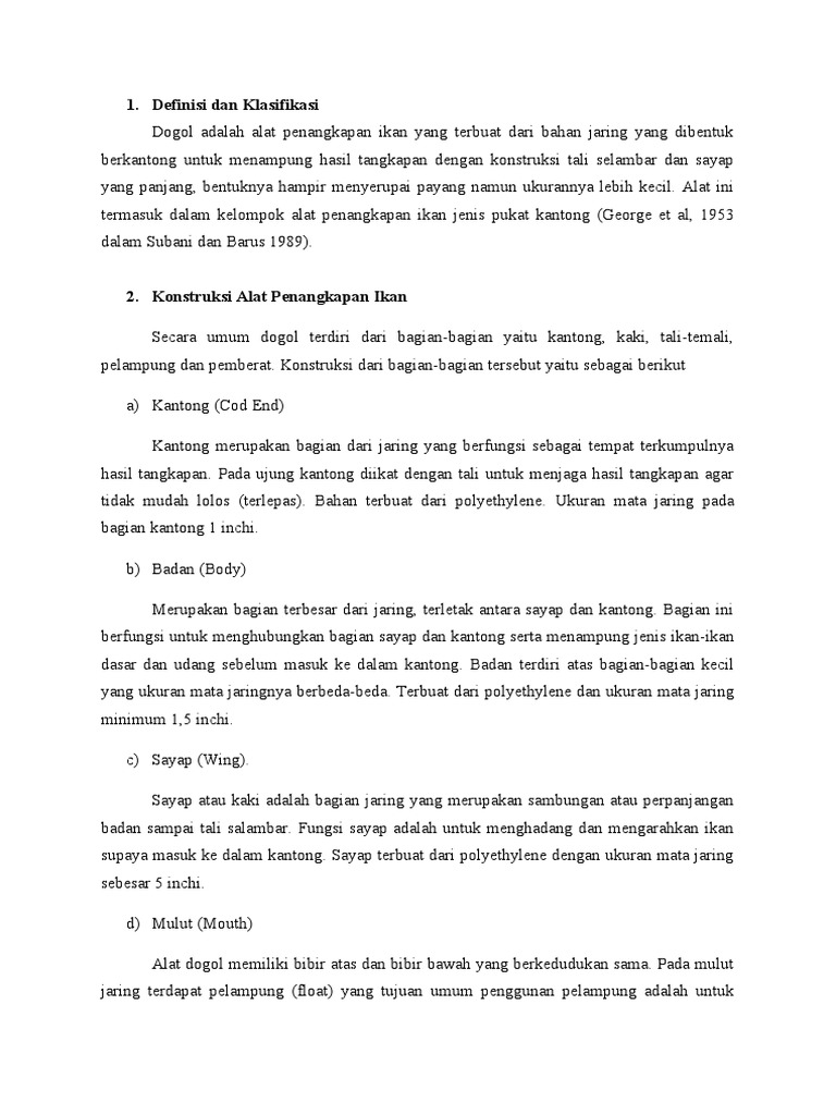 Alat Tangkap Ikan Dogol dan Metodenya | PDF