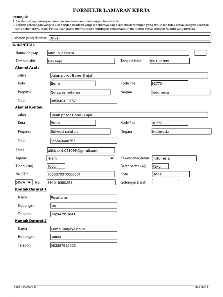 E Form Lamaran All New | PDF