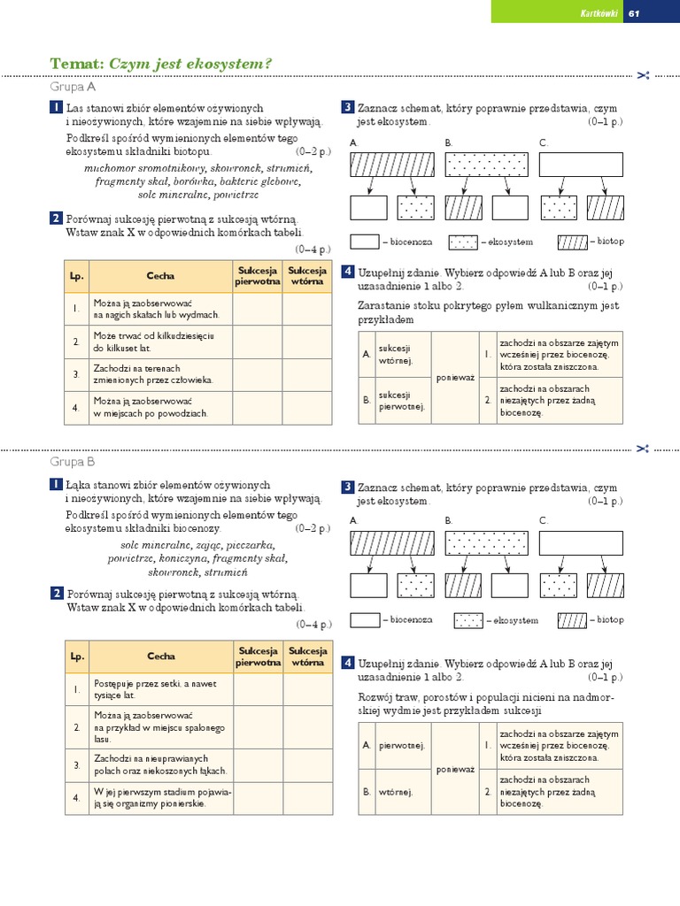 Kartkowka Czym Jest Ekosystem | PDF