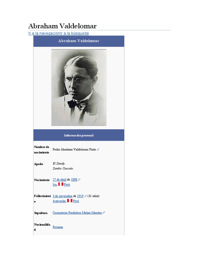 Biografía de Abraham Valdelomar | PDF | Clásicos