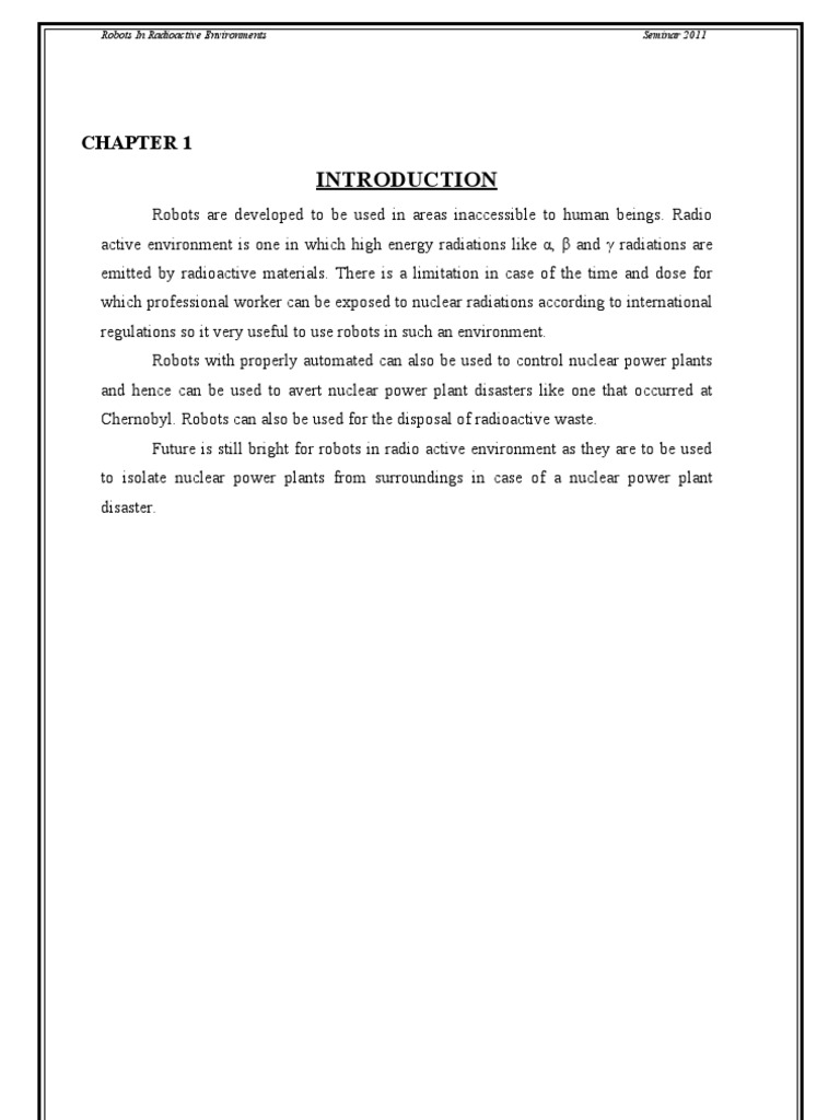 Robots in Radioactive Environments | PDF | Robot | Robotics