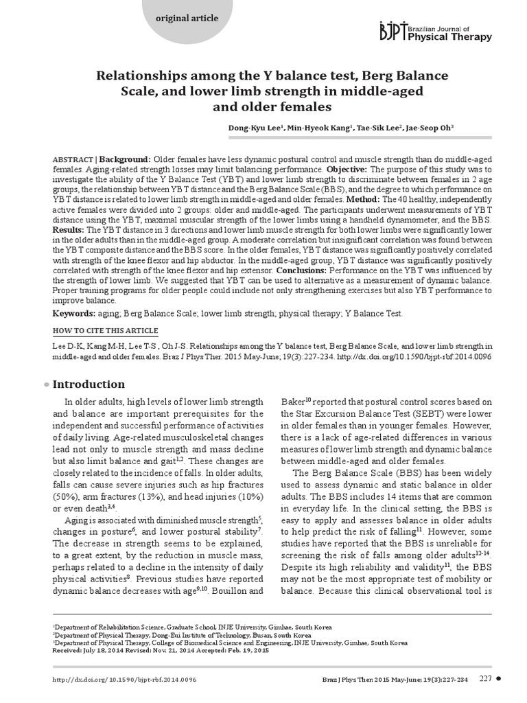 Y Balance Test - 2015 | Download Free PDF | Balance (Ability) | Human Leg