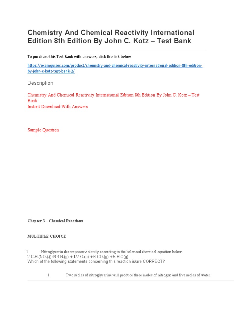 Chemistry and Chemical Reactivity International Edition 8th Edition by ...