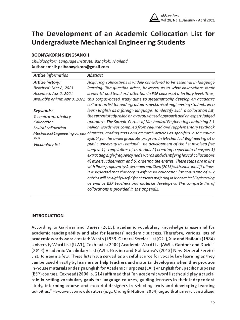 The Development of An Academic Collocation List For Undergraduate ...