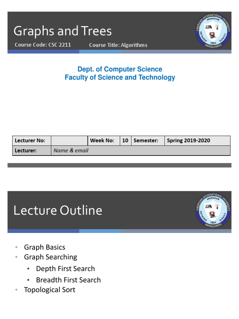 Week 10 (Graphs and Trees) | PDF | Vertex (Graph Theory) | Discrete ...