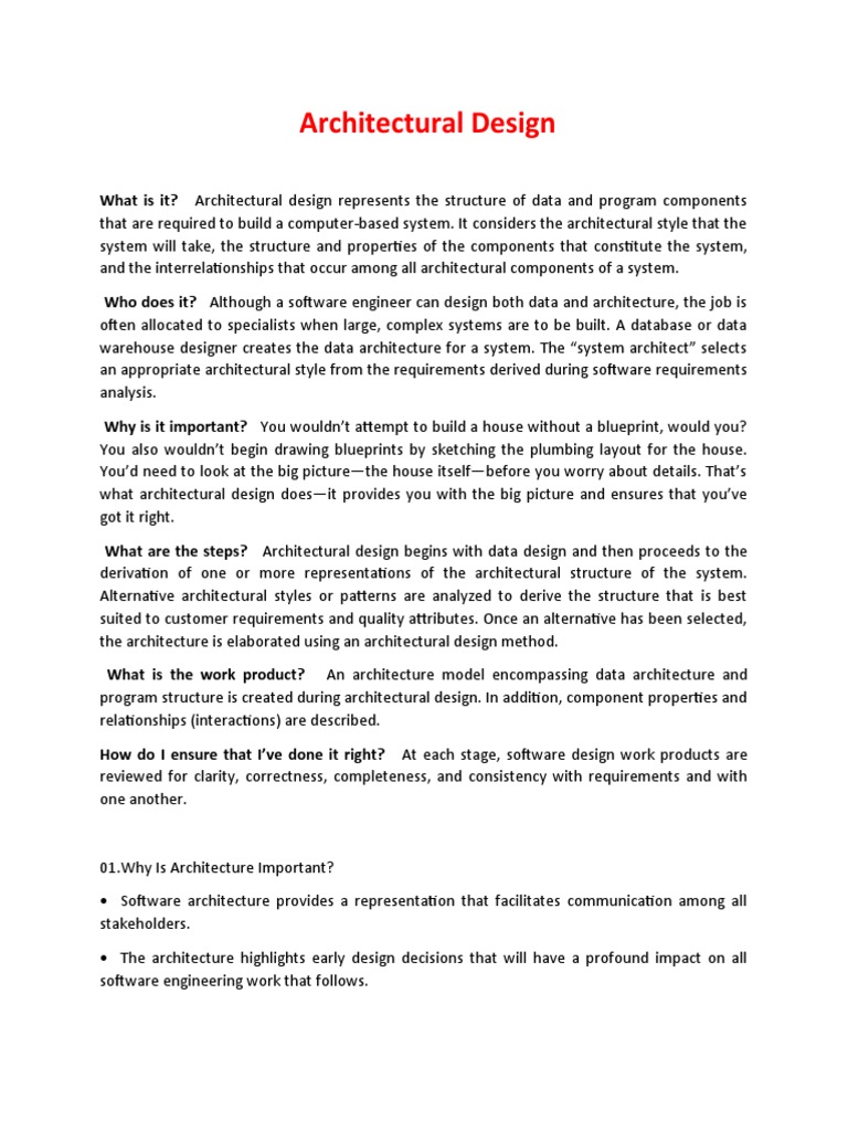 Architectural Design SE | PDF | System | Software Architecture