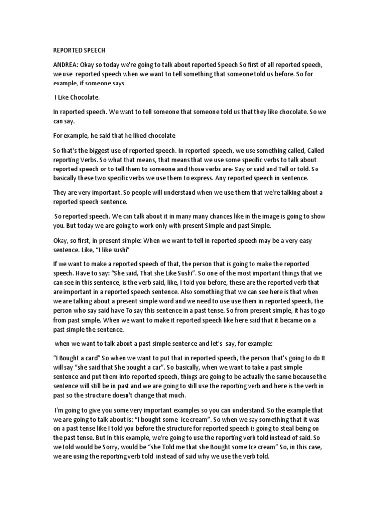 Reported Speech | PDF | Verb | Linguistic Typology