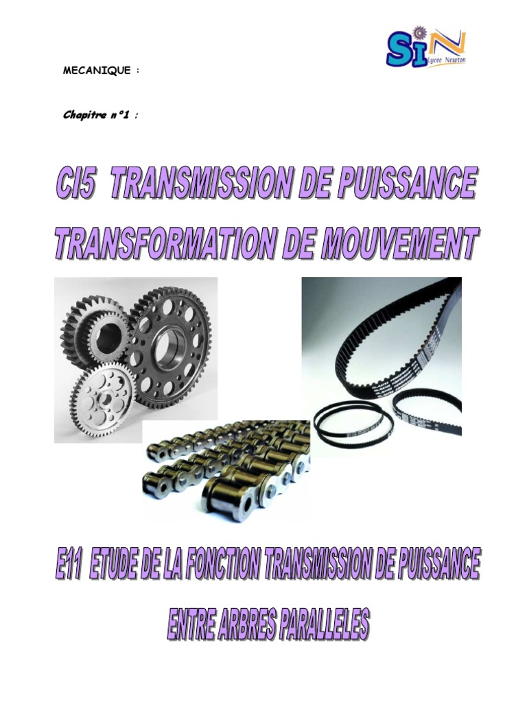 Transmission de puissance : Poulies et Engrenages | PDF | Courroie ...