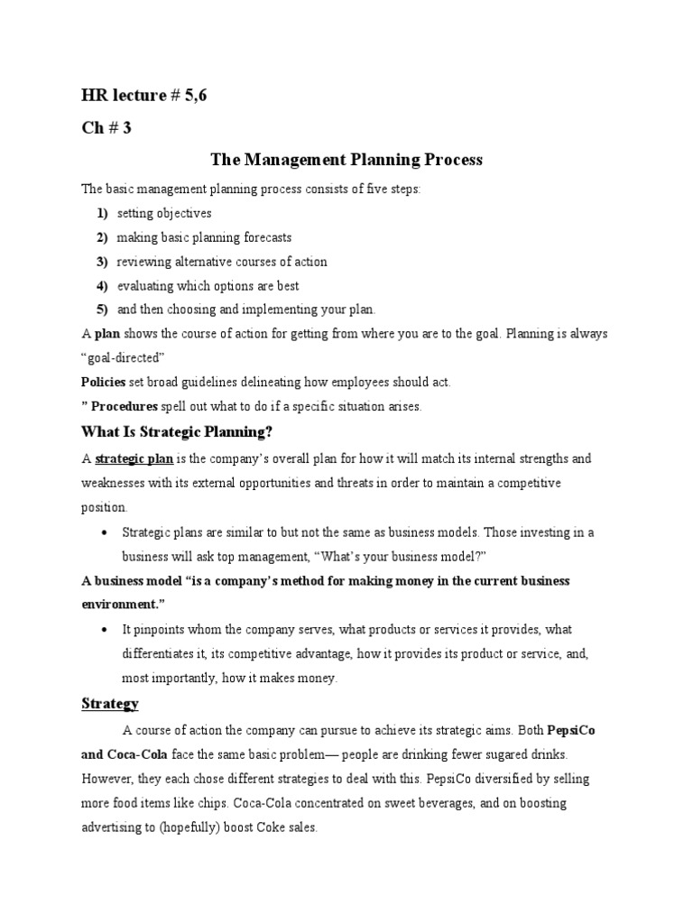 The Management Planning Process | PDF | Strategic Management ...