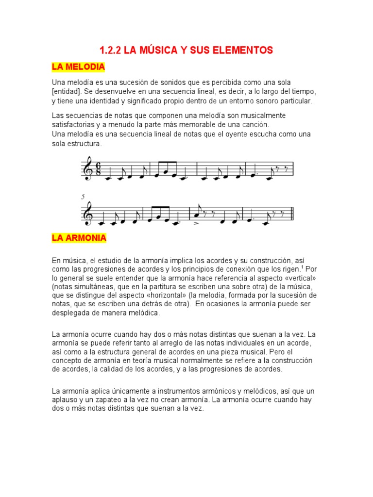 Elementos Esenciales de la Música | PDF | Melodía | Armonía