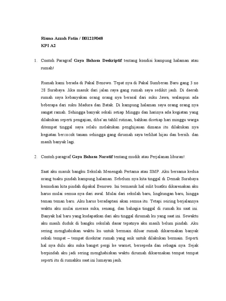 Contoh Paragraf | PDF | Seni & Disiplin Bahasa