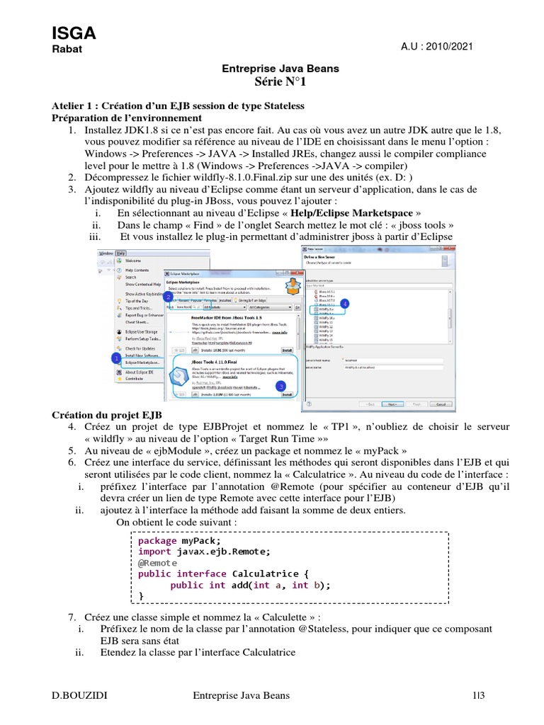 TP001 - Wildfly8 | PDF | Java (Langage de programmation) | Eclipse (Logiciel)