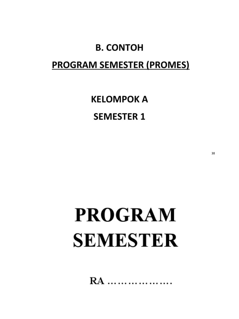 B. Contoh Program Semester (PROMES) Kelompok A Semester I | PDF
