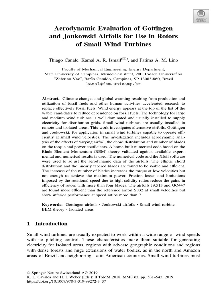 Aerodynamic Evaluation of Gottingen and Joukowski Airfoils For Use in ...