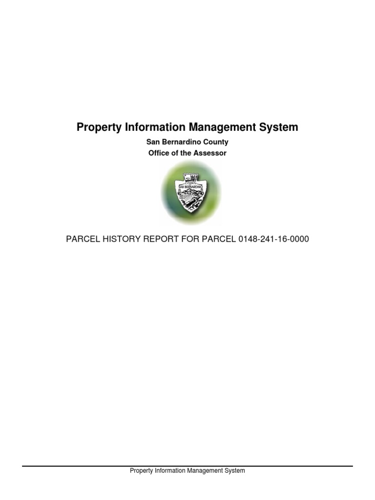 Property Information Management System: Parcel History Report For ...