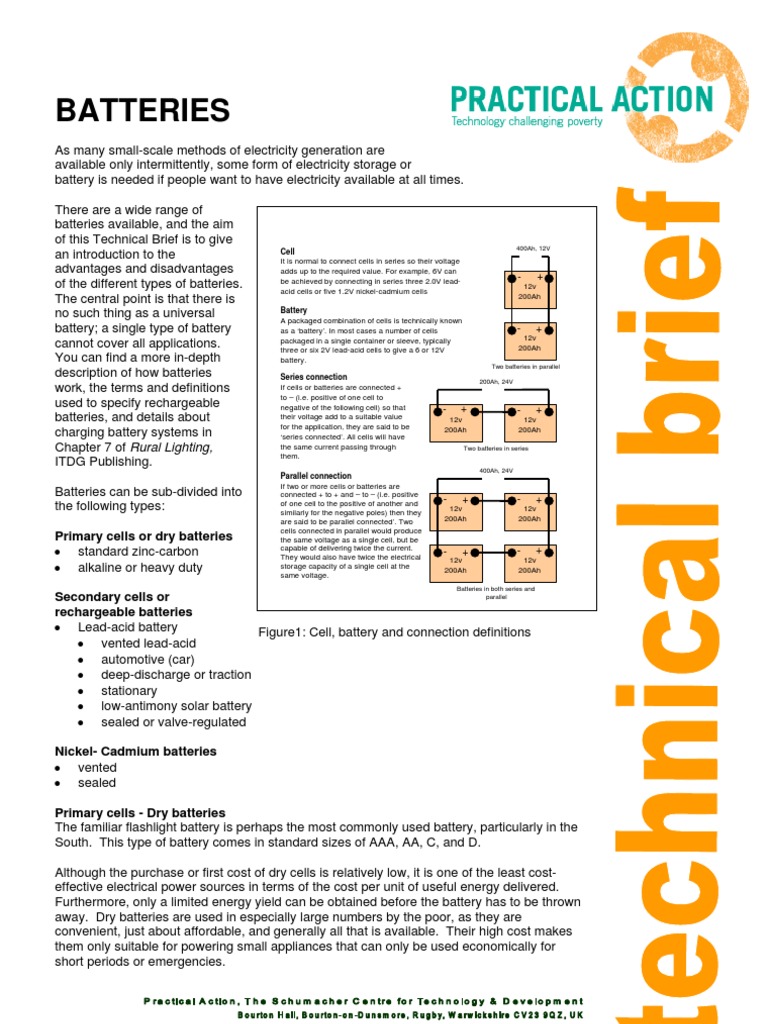 Batteries: Primary Cells or Dry Batteries | PDF | Rechargeable Battery ...