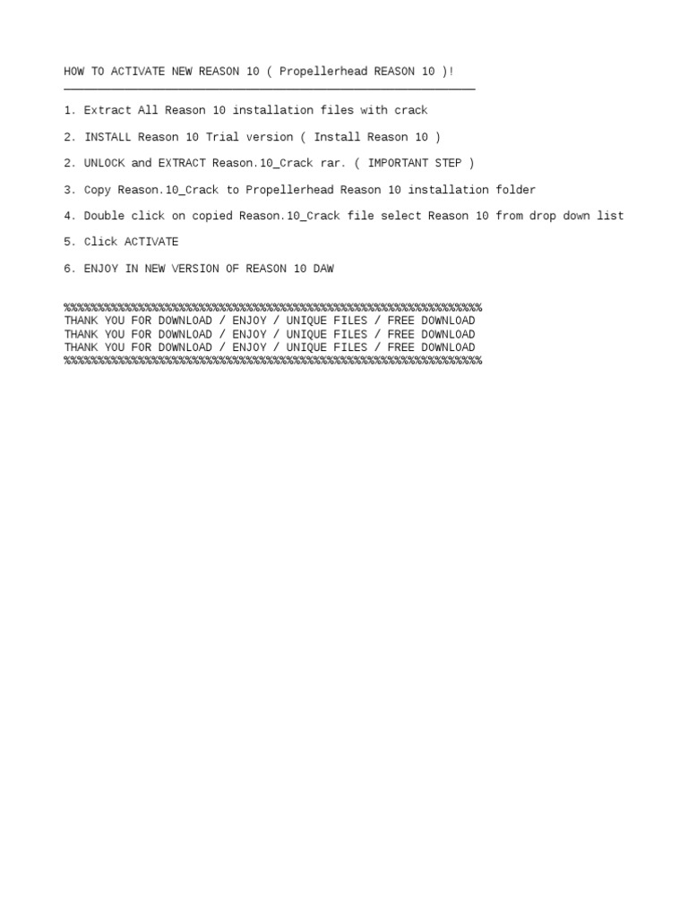 Readme - How To Activate Reason 10 Full | PDF