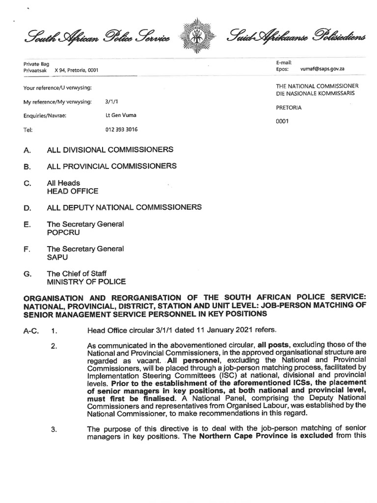 Restructuring of SAPS | PDF