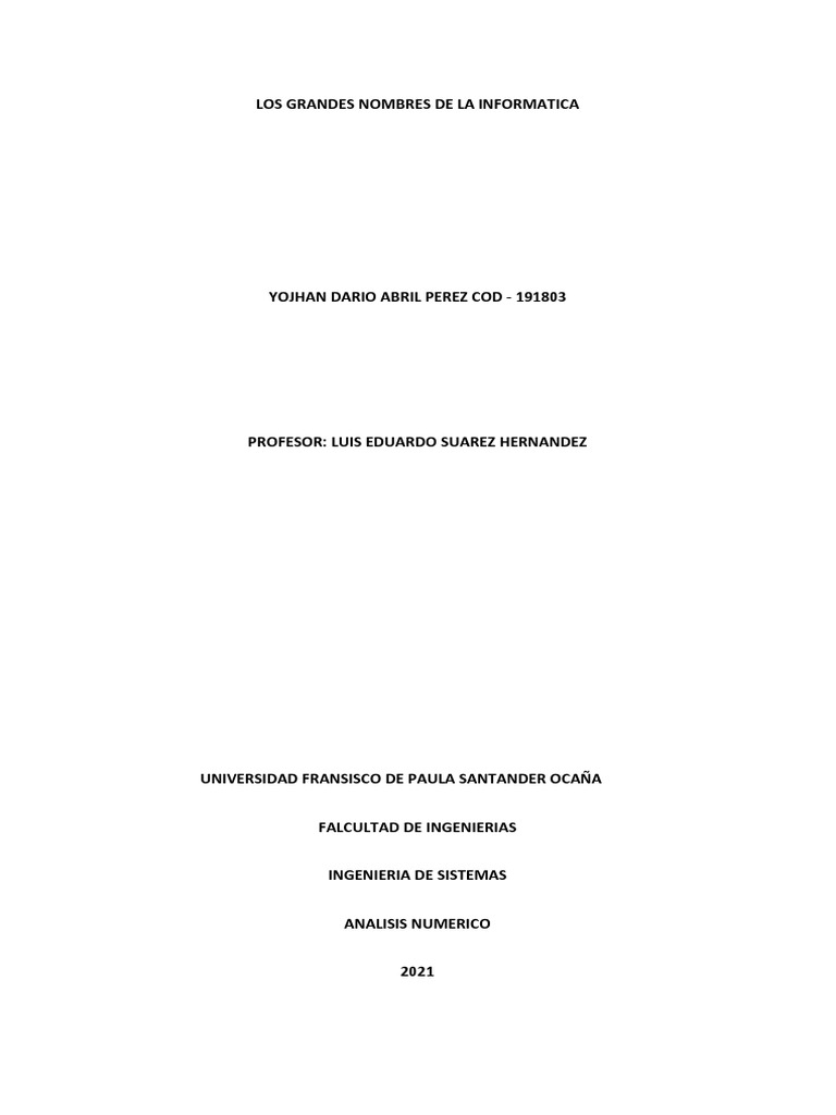 LOS GRANDES NOMBRES DE LA INFORMATICA Yojhan Abril | PDF | Ciencias de ...