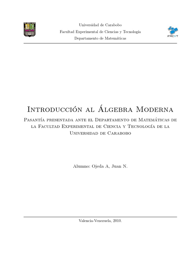 Introduccion Al Algebra Moderna | PDF | Grupo (Matemáticas) | Ecuaciones