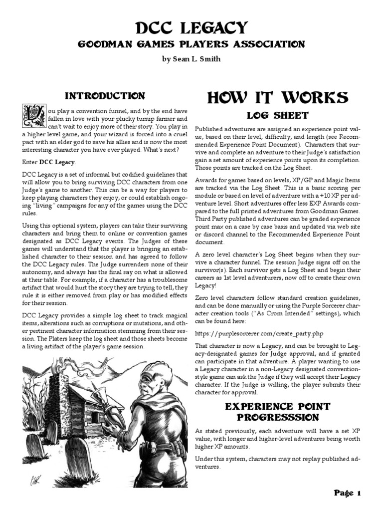DCC Legacy: Goodman Games Players Association | PDF | Role Playing ...