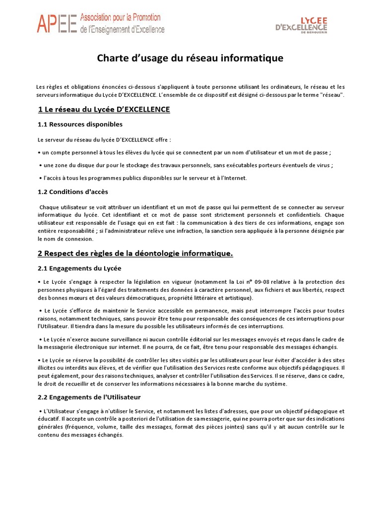 Charte Informatique 2021-2022 | Descargar gratis PDF | Serveur ...