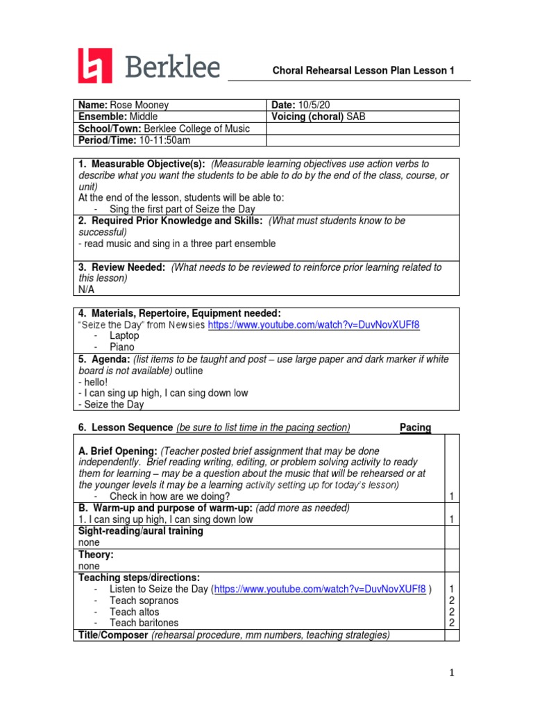 Seize The Day Lesson Plan 1 | PDF | Lesson Plan | Communication