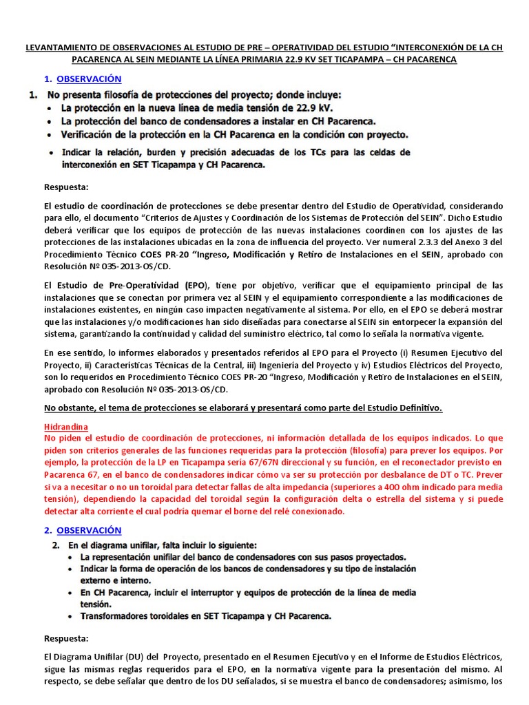 Levantamiento Obs EPO | PDF | Ingeniería de la Energía | Ingenieria Eléctrica