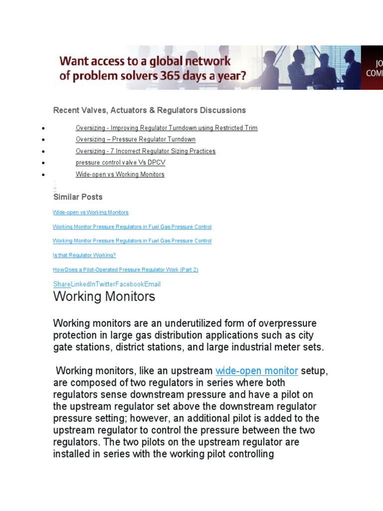 Working Monitor Pressure Regulator Systems: Configuration Options ...
