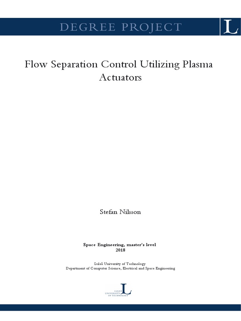 Flow Separation Control Utilizing Plasma Actuators: Stefan Nilsson | PDF | Diffusion ...