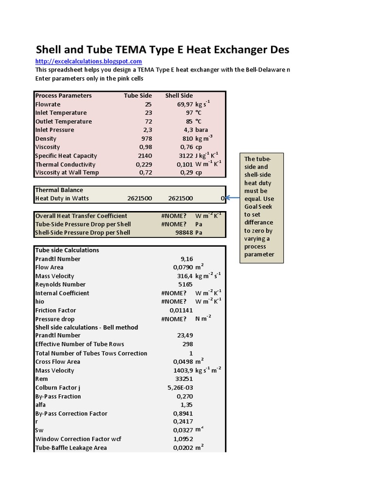 TEMA Type E Heat Exchanger Design | PDF | Heat Exchanger | Viscosity