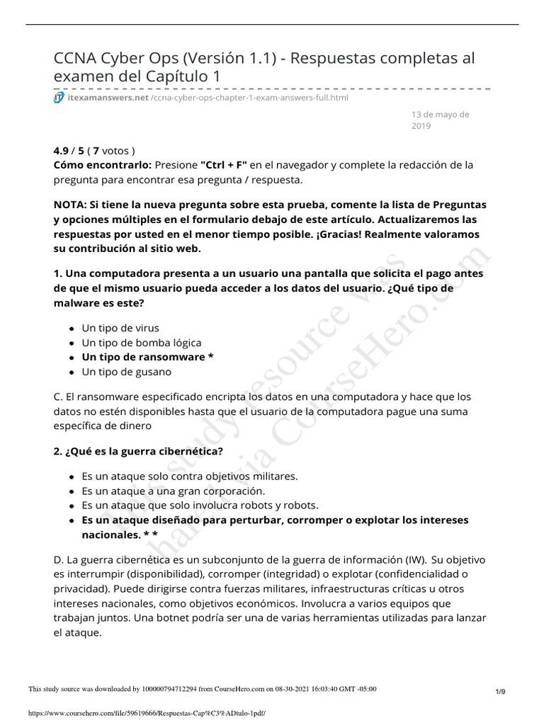 Respuestas Cap Tulo 1 PDF | PDF | Punto de acceso inalámbrico | Seguridad