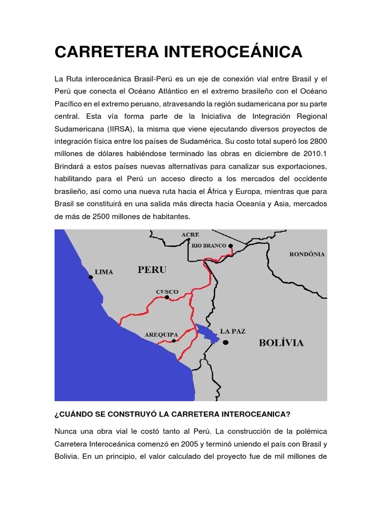 Beneficios de la Carretera Interoceánica | PDF
