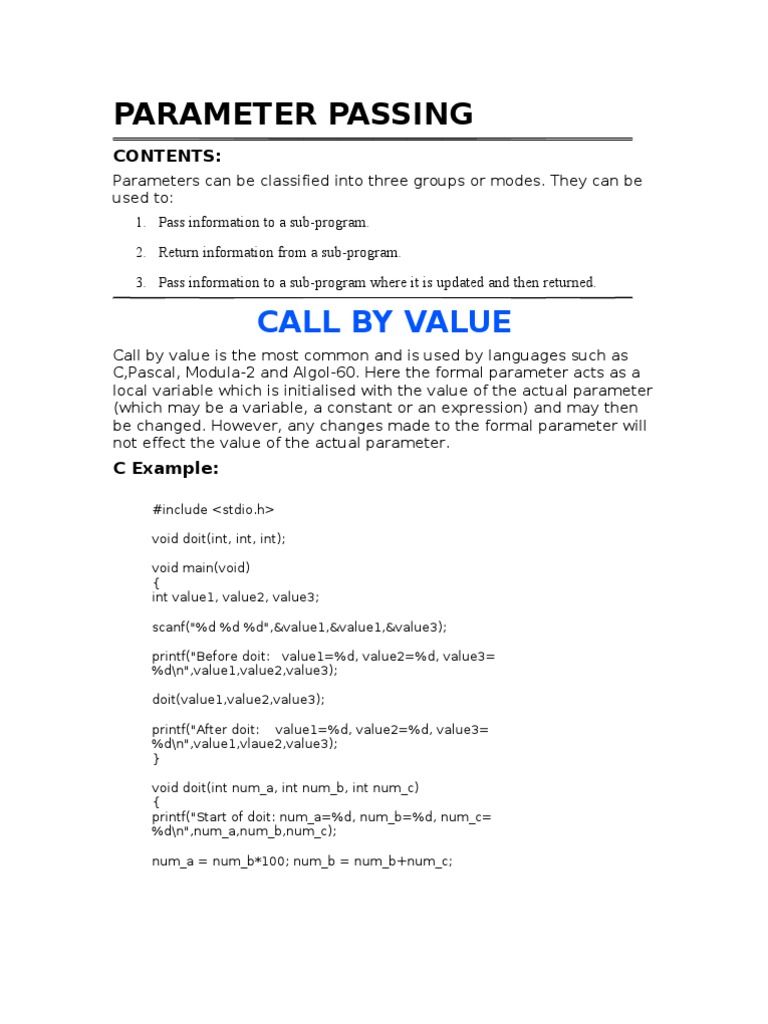 Parameter Passing: Call by Value | PDF | Parameter (Computer ... Parameter Passing: Call by Value | PDF | Parameter (Computer ...
