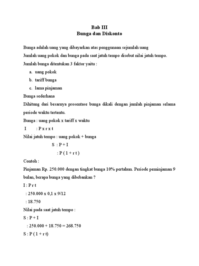 Bab III Bunga Dan Diskonto | PDF