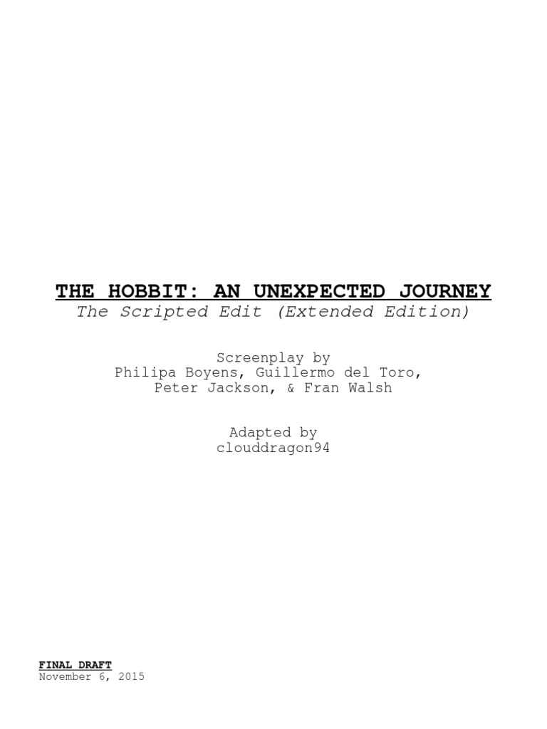 The Hobbit An Unexpected Journey Scripted Edit Te1 | PDF | Bilbo ...