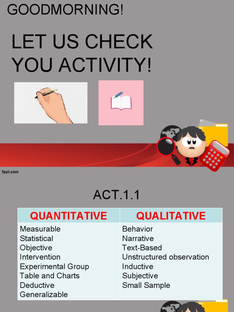 Let Us Check You Activity! | PDF | Quantitative Research | Methodology