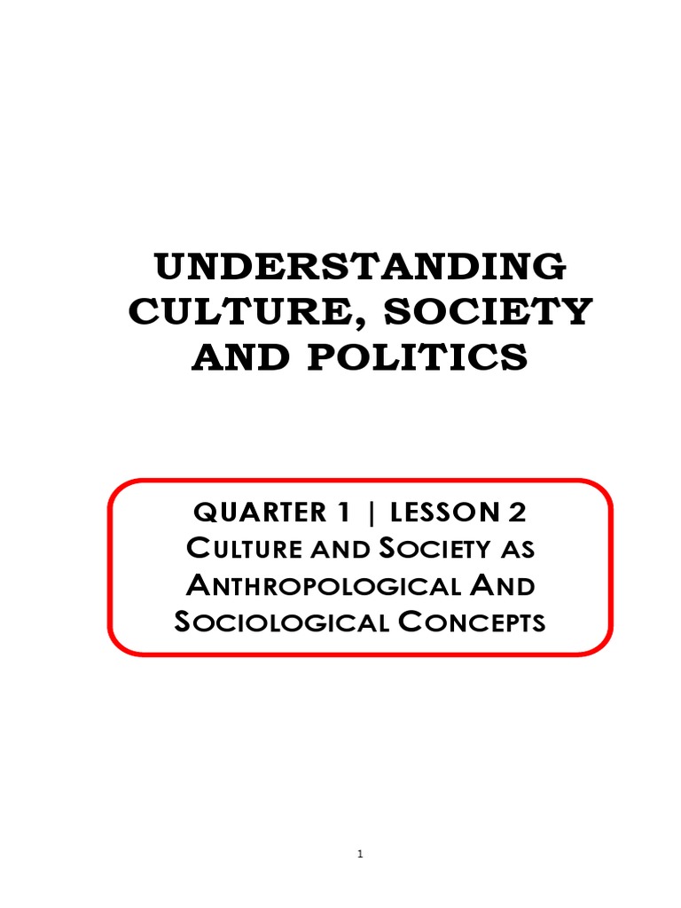 Week 3 LessonUCSP MELCWk2 MSIM2 v2 | PDF | Sociology | Anthropology