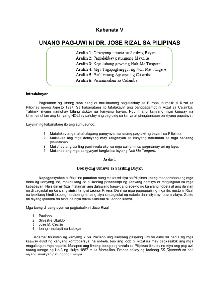 FB RIZAL Kabanata V | PDF